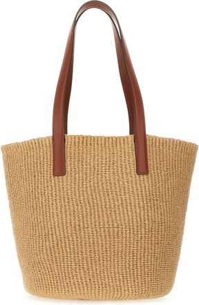 Chlo&eacute; Womens Large Horse Medal Bag Beige Linen Polyester Handbags Hand