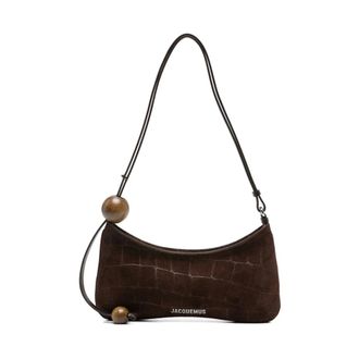 Jacquemus Femme, Sacs, Brun, Taille: ONE Size Sac à bandoulière en cuir effet crocodile avec perles en bois