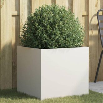vidaXL Jardini&egrave;re blanc 49x47x46 cm acier lamin&eacute; &agrave; froid