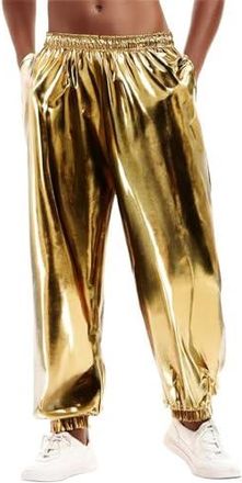 Generic Pantalon &agrave; paillettes pour homme - Pantalon disco des ann&eacute;es 70 &agrave; paillettes avec cordon de serrage &eacute;lastique - Pantalon de f&ecirc;te &agrave; paillettes - Pantal
