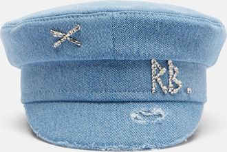 Ruslan Baginskiy Casquette gavroche en denim &agrave; ornements