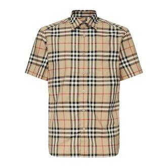 Burberry Kariertes Kurzarmhemd - - Shirts - Herren - Beige - XL