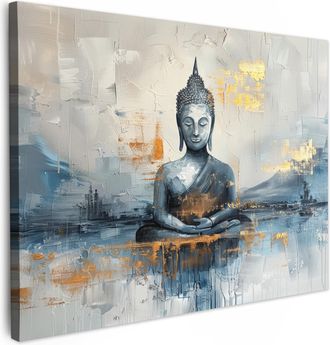 MuchoWow © Wandbilder 80x60 cm Schlafzimmer Home Deko Wohnung Bild Wohnzimmer Fotoleinwand Wand Bilder Leinwand Wall Decor Buddha - Zen - Gold - Luxus - Spirit