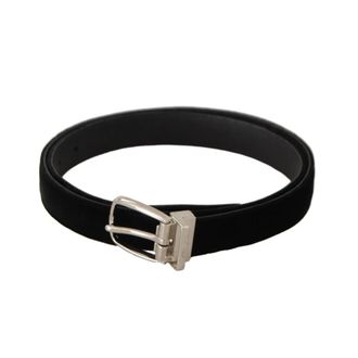 Dolce & Gabbana Homme, Accessoires, Noir, Taille: 95 CM Ceinture de Velours Noir Luxueuse avec Boucle Logo