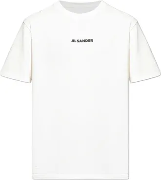 Jil Sander Homme, Tops, Blanc, Taille: L Logo T-Shirt