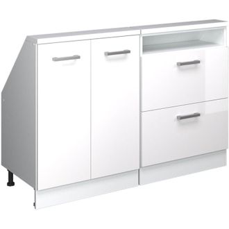 Vicco Armoire sous pente de toit Rion, blanc/blanc brillant, Lot de 2, Vicco