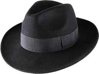 Classic Italy Chapeau Fedora Pliable, imperméable, Feutre Homme ou Femme Fedora - Taille 59 cm - Noir