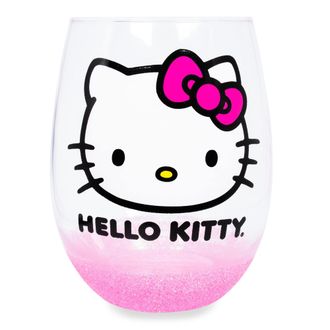 Silver Buffalo Sanrio Hello Kitty Weinglas ohne Stiel in Tropfenform mit getauchtem Boden, Becher für Mimosen, Cocktails, Haus-Barware für Likör, Küchendekoration, n