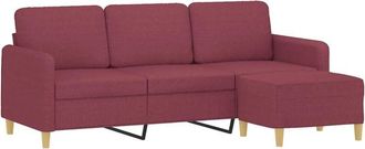 vidaXL 3-Sitzer-Sofa mit Hocker Weinrot 180 cm Stoff Vidaxl