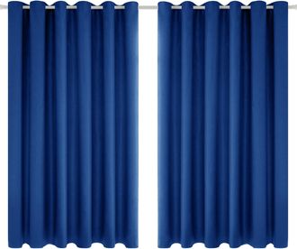 Deconovo Vorhang Blickdicht Ösen Gardinen Kinderzimmer Thermogardine Ösen 183x229 cm Königsblau 2er Set