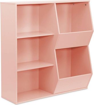 Sweeek Sweeek - Meuble de rangement enfant rose. 3 &eacute;tag&egrave;res et 2 espaces de rangement