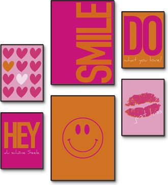 Artland Premium Poster Set 6tlg. 4x30x40 / 2x45x60 OHNE RAHMEN aesthetic room decor Smile Herzen dopamin deko U5WJ