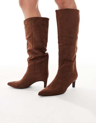 New Look Bottes à talon aiguille en imitation daim - Rouille-Brown
