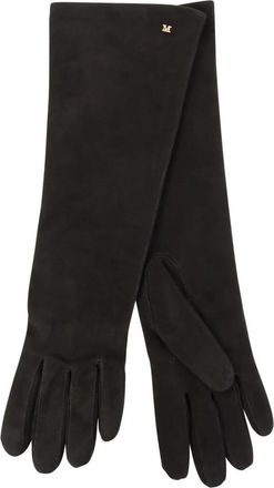 Max Mara Handschuhe - Afideesuede - Long Suede Nappa Gloves - Gr. 7 - in Schwarz - f&uuml;r Damen