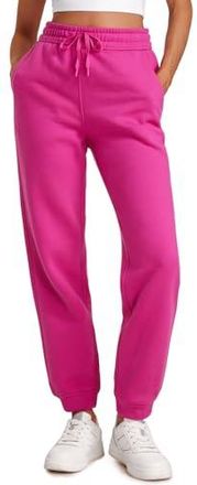 CRZ YOGA Pantalons de Sport doublés en Laine de Coton pour Femmes avec Poches Hibiscus Violet 42