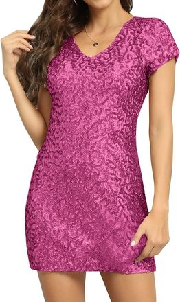 Generic Damen Pailletten Kleid Ärmellos Partykleid Bleistiftkleid Pleated Rockabilly Cocktail Mini Kleid