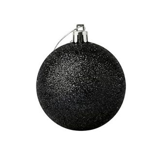 Shatchi 20 cm gro&szlig;e Schwarze Weihnachtskugel, PVC, bruchsicher, glitzernd, Weihnachtsdekoration, Festliche Weihnachtsbaum-H&auml;ngedekoration, rundes Ornament f&uuml;r