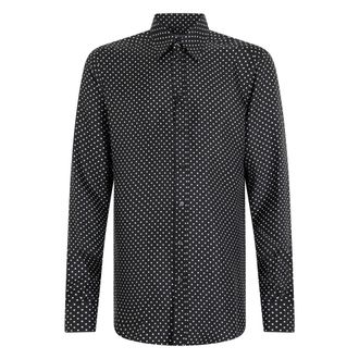 Dolce & Gabbana Homme, Chemises, Noir, Taille: 2XL Chemise en twill de soie &agrave; pois