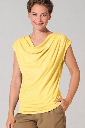 Hempage Hempage Damen vegan Top Wasserfallausschnitt Gelb