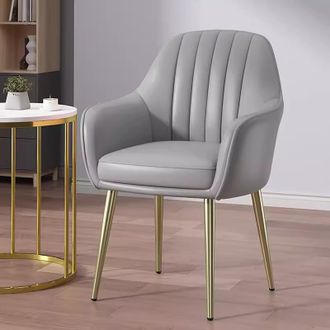 Generic Ergonomischer Schminkstuhl Aus Kunstleder Mit Metallbeinen for Schlafzimmer Oder Wohnzimmer - Orange Und Wei&szlig;(Light Gray)