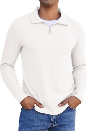 Coofandy Herren Sweatshirt mit Rei&szlig;verschluss Troyer Longsleeve Polo Pullover Poloshirt Herren Langarm Half Zip Langarmshirts Winter M&auml;nner Langarm Pulli Sweat