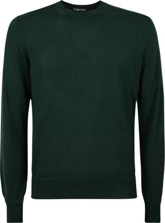 Tom Ford Feinstrick-Pullover aus Kaschmir und Seide mit Rundhalsausschnitt - - Knitwear - Herren - Gr&uuml;n - S