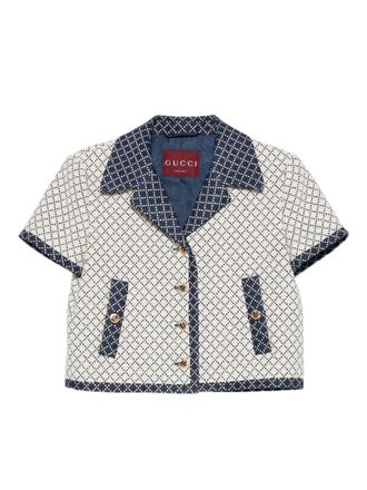Gucci Kurz&auml;rmelige Jacke mit geometrischem Muster - Nude