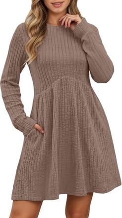 Generic Robes boh&egrave;me 2026 pour femmes, robe unie en tricot polaire irr&eacute;gulier avec jupe &eacute;vas&eacute;e, kaki, XXL