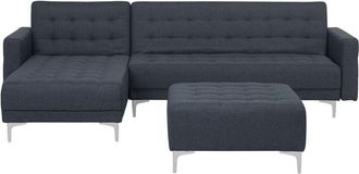 Beliani Beliani - Ecksofa Grau Polsterbezug L-Förmig Rechtsseitig Schlaffunktion Klassisch Ottomane Wohnzimmer