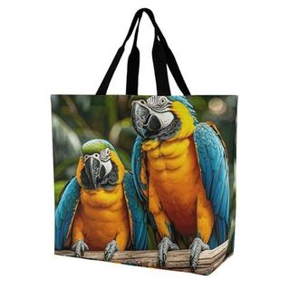 Generic Deux Perroquets Sac A Main Femme Pliable Sacs Grand Sac Courses Pour Shopping Travail Voyage