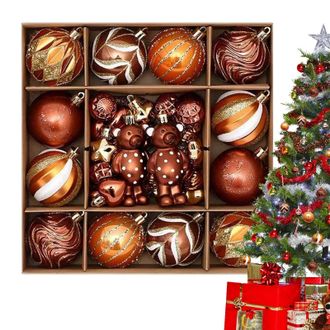 Generic Weihnachtskugeln, 46 Stück braun sortiert, bruchsichere Baumkugeln, Weihnachtsschmuck | für Heimdekoration, Party, Innen- und Außenbereich, Wandfenste