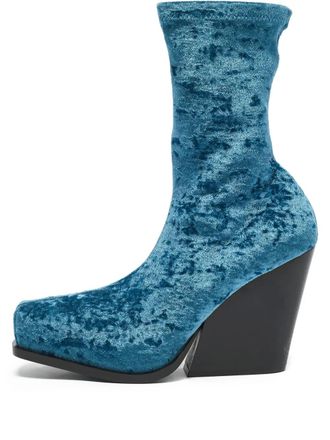 Stella McCartney bottines en velours - Bleu