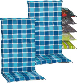 Beo Gartenstuhlauflagen Hochlehner 2er Set Barcelona | Made in EU nach Öko-Tex Standard | Hochlehner Auflagen waschbar | Atmungsaktive, UV-beständige Stuh