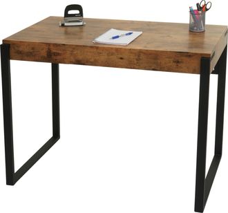 Mendler Schreibtisch HWC-L53, Bürotisch Computertisch Arbeitstisch, Metall 100x54cm - dunkle Wildeiche