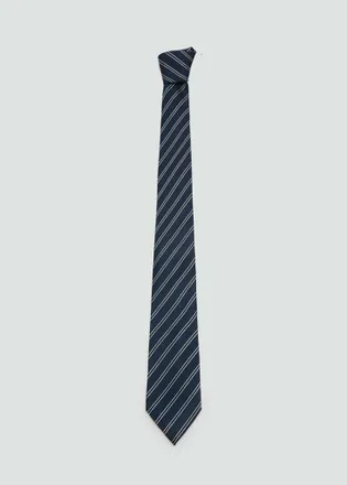 Mango Cravate rayures combin&eacute;es bleu marine - Homme - Taille unique - MANGO MAN