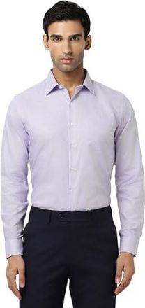 Van Heusen Mens Poplin Fitted Solid Point Collar Dress Shirt, Lavender, 17 Neck 34-35 Sleeve