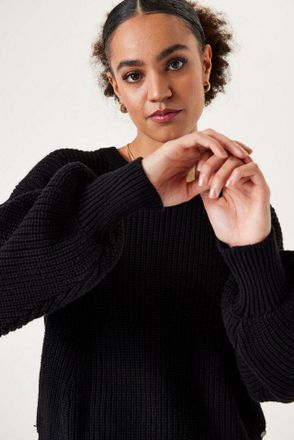 Garcia Rundhalspullover mit Puffärmel