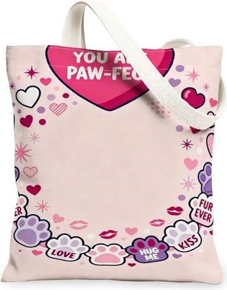 Generic Sacs fourre-tout en toile &agrave; motif de coeurs mignons, sacs d&eacute;picerie r&eacute;utilisables, l&eacute;gers et lavables en toile pour Shoppi, p&ecirc;che, 13x15 Inch