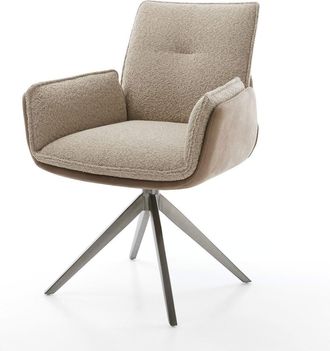 DELIFE Drehstuhl Nela-Flex Materialmix Schlamm Kreuzgestell breit Graphit 360° drehbar Wippfunktion, Esszimmerstühle