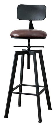 Generic Barhocker mit schmiedeeiserner R&uuml;ckenlehne, moderner minimalistischer hoher Hocker, Stabiler Dreibein-Barhocker/62-80 cm