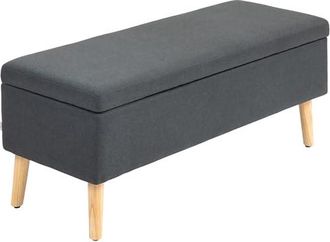 HOMCOM Sitzbank mit Stauraum Polsterbank mit Leinenoptik, Sitztruhe mit Holzbeine, Truhenbank f&uuml;r Wohnzimmer Schlafzimmer Flur 110 x 39 x 45 cm, Dunkelgrau