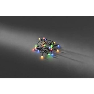 Konstsmide LED Globelichterkette, runde Dioden, 6h Timer, 20 bunte Dioden, batteriebetrieben, Innen, schwarzes Kabel - 1491-507, Bunt