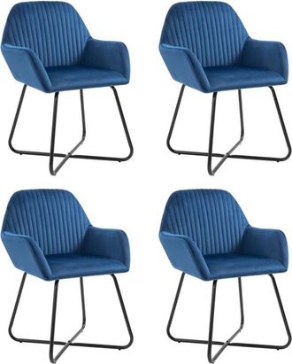 vidaXL Esszimmerst&uuml;hle 4 Stk. Blau Samt Vidaxl
