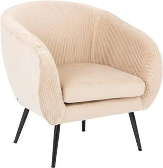 Atmosphera Atmosphera - Fauteuil Solaro en Velours C&ocirc;tel&eacute; - Beige - L 74 x P 70 x H 78 cm - Assise D&eacute;houssable - pour Salon, Chambre