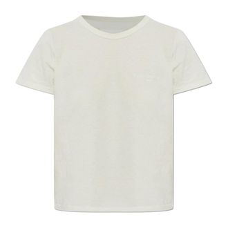 Maison Margiela T-Shirt mit gesticktem Logo - - Tops - Damen - Beige - M