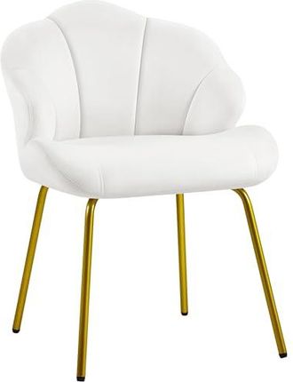 Yaheetech Fauteuil de Salon Moderne, Design Coquillage, Chaise de Chambre à Coucher Confortable, Rembourré, Ergonomique, Fauteuil en Velours avec Dossier, Pieds