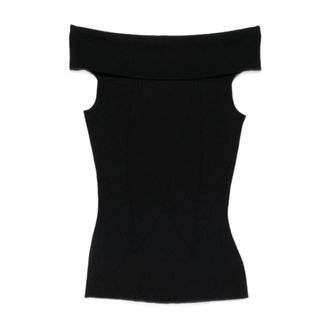 Givenchy Oberteil mit Carmen-Ausschnitt und geripptem Strick - - Tops - Damen - Schwarzk - M