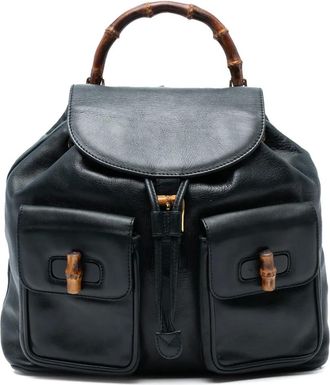 Gucci sac à dos Bamboo à lien de resserrage (années 1900) - Noir