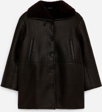 Arket Lederjacke Mit Shearling-Futter -Braun