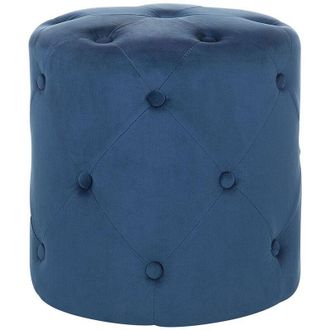 Beliani Beliani - Pouf de Forme Cylindrique type Chesterfield fabriqu&eacute; en Velours Synth&eacute;tique Bleu Fonc&eacute; pour Salon ou Chambre Moderne